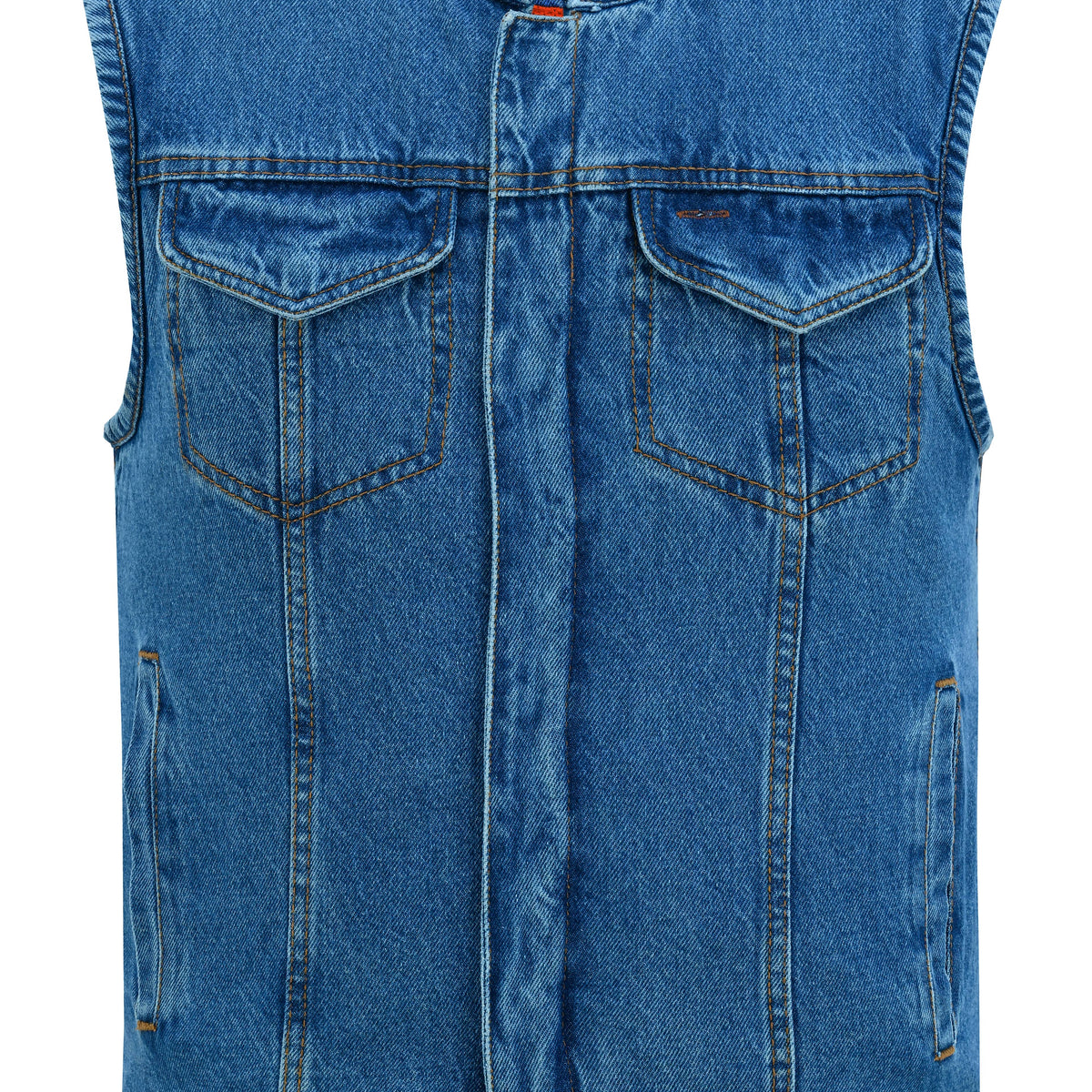 DM Mens Blue Denim Motorcycle Vest with Concealed Snaps & Zipper ...