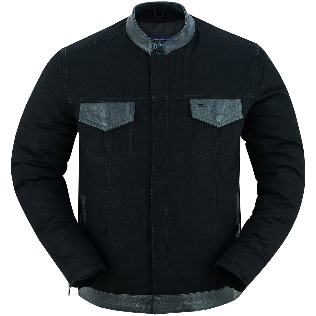 DM Men's Full Cut Denim Jacket – Leather Trim & Hidden Pockets ...