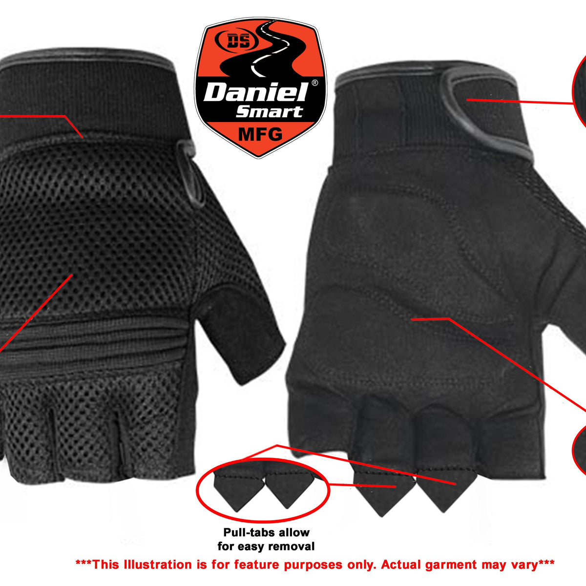 DS Synthetic Leather/ Mesh Fingerless Glove – Antelope Creek Leather