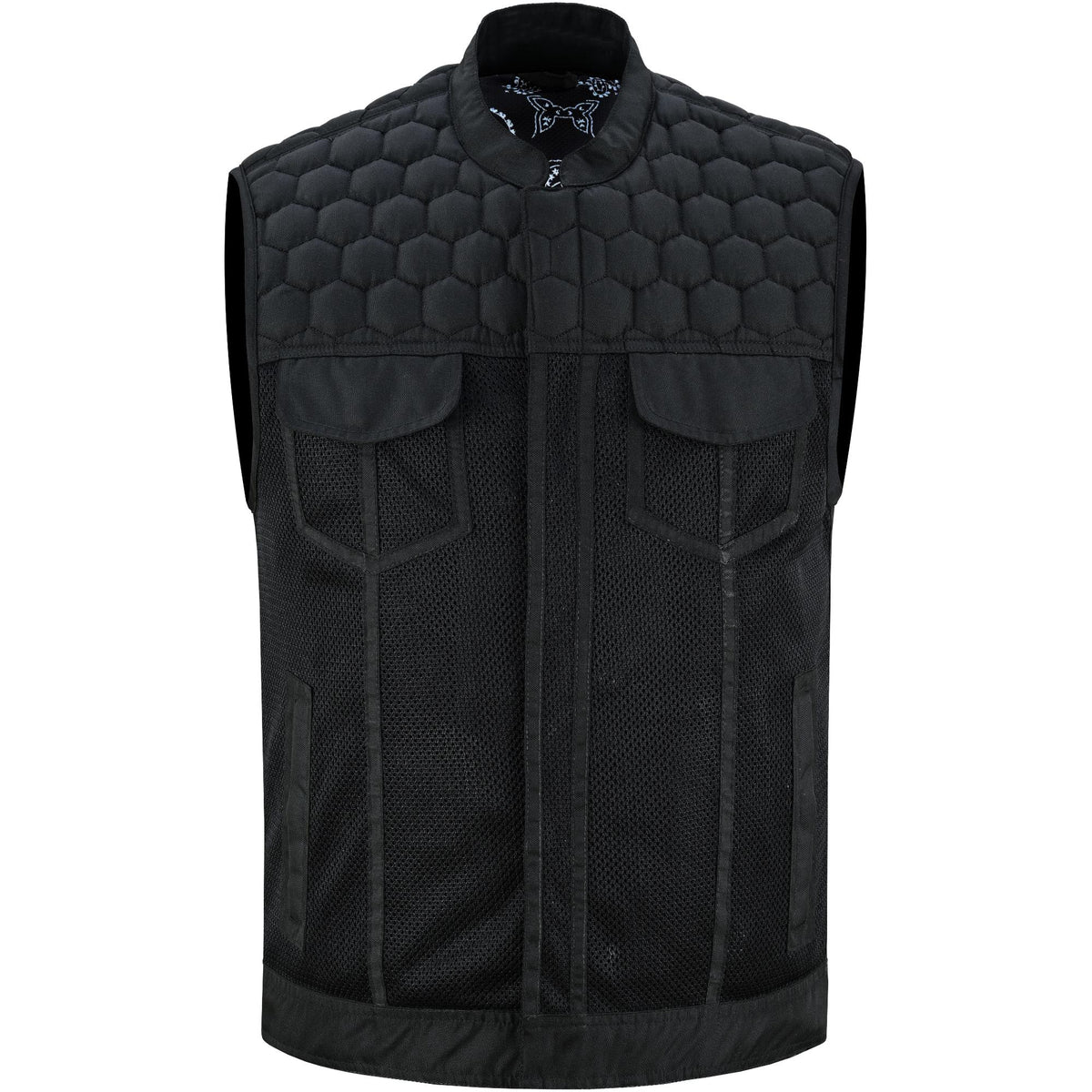 Mesh Rave Men's Black Mesh Textile Vest with Black Paisley Liner ...