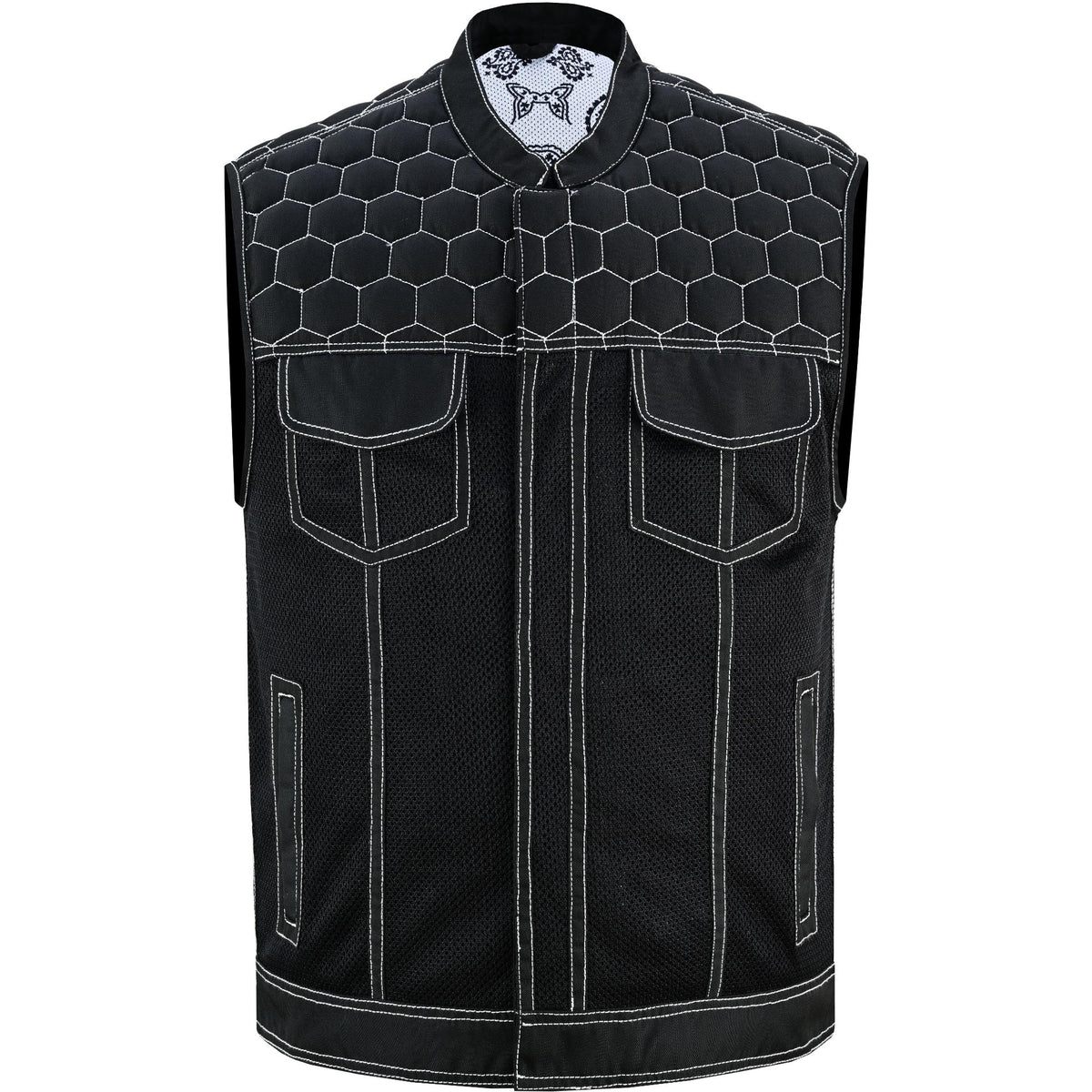 Men's Black Mesh Textile Vest with White Paisley Liner – Antelope Creek ...