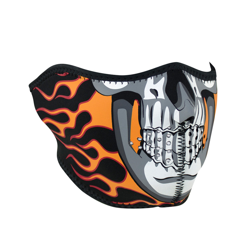 WNFM061H ZAN® Half Mask- Neoprene- Burning Skull – Antelope Creek Leather