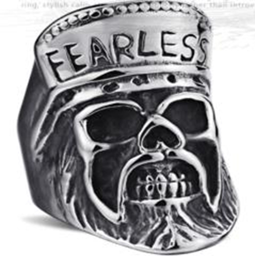R110 Stainless Steel Fearless Skull Biker Ring – Antelope Creek Leather