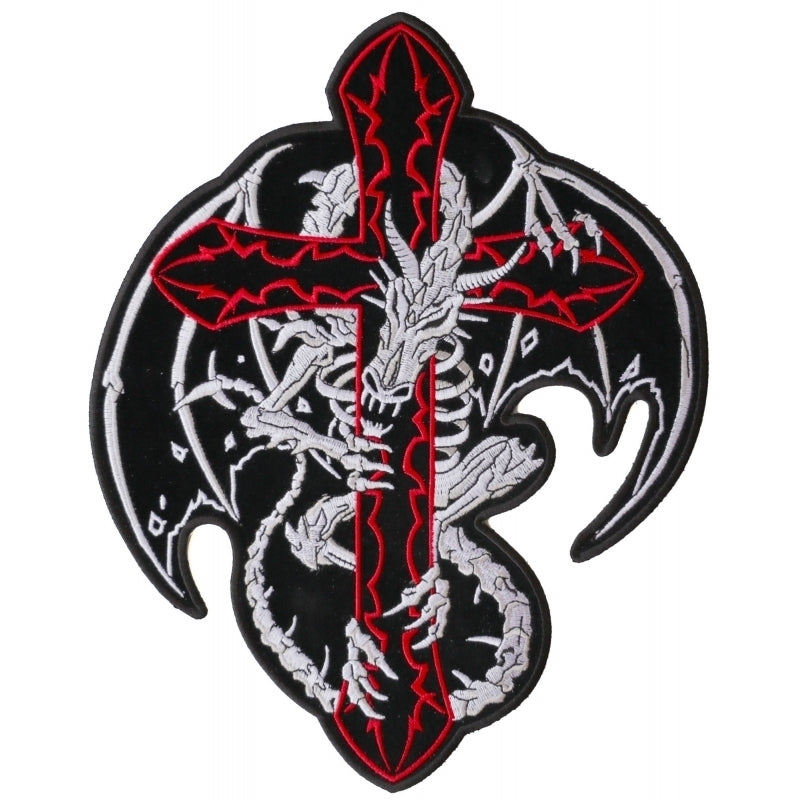 PL3202 Dragon and Cross Embroidered Iron on Patch – Antelope Creek Leather