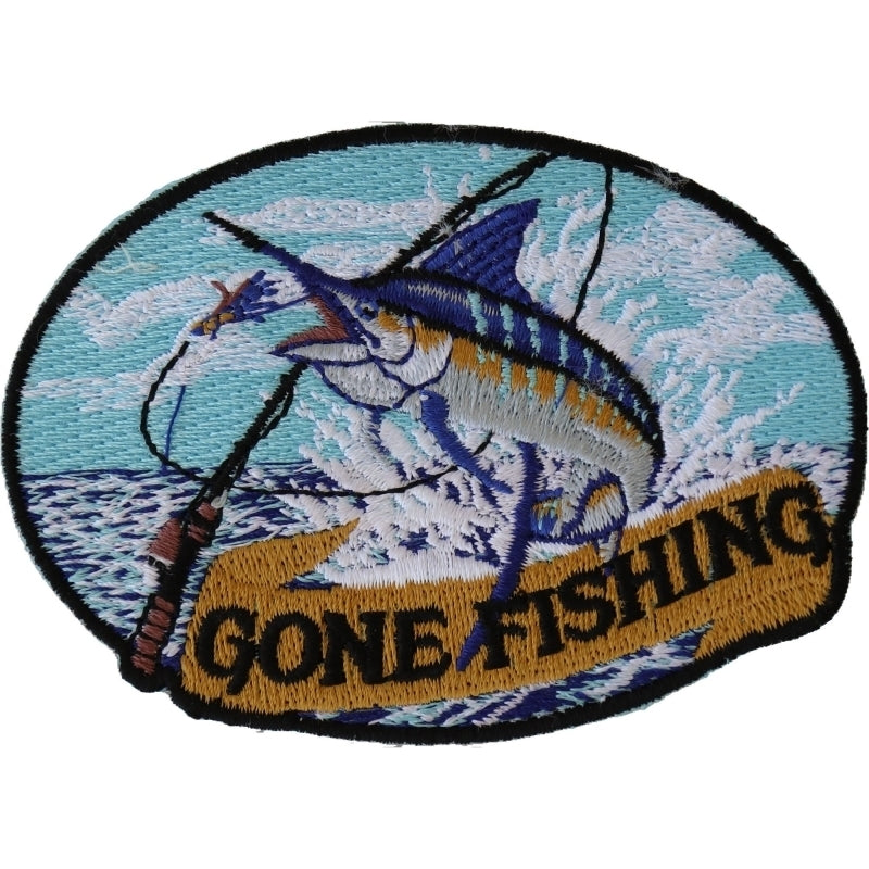 P4513 Marlin Gone Fishing Small Patch – Antelope Creek Leather
